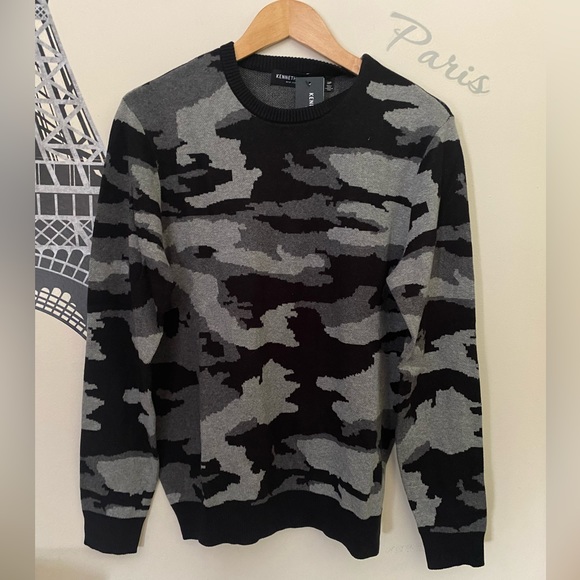 Kenneth Cole | Sweaters | Nwt Kenneth Cole Black Camo Crew Sweater ...